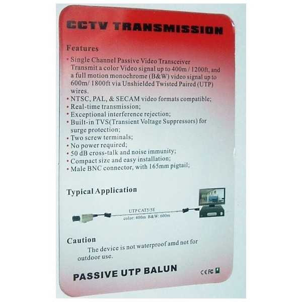 Balun CCTV Video Transceiver passive UTP PK2 - ALFA ELECTRONIQUE