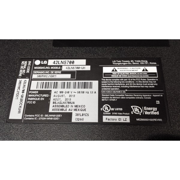 LG LED Boards L1 & R1 6916L-1386A, 6916L-1385A / 42LN5700-UH - ALFA ...