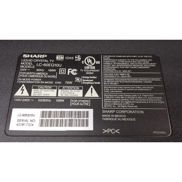 SHARP Carte LED LEFT 2014SDP60-L / LC-60EQ10U - ALFA ELECTRONIQUE