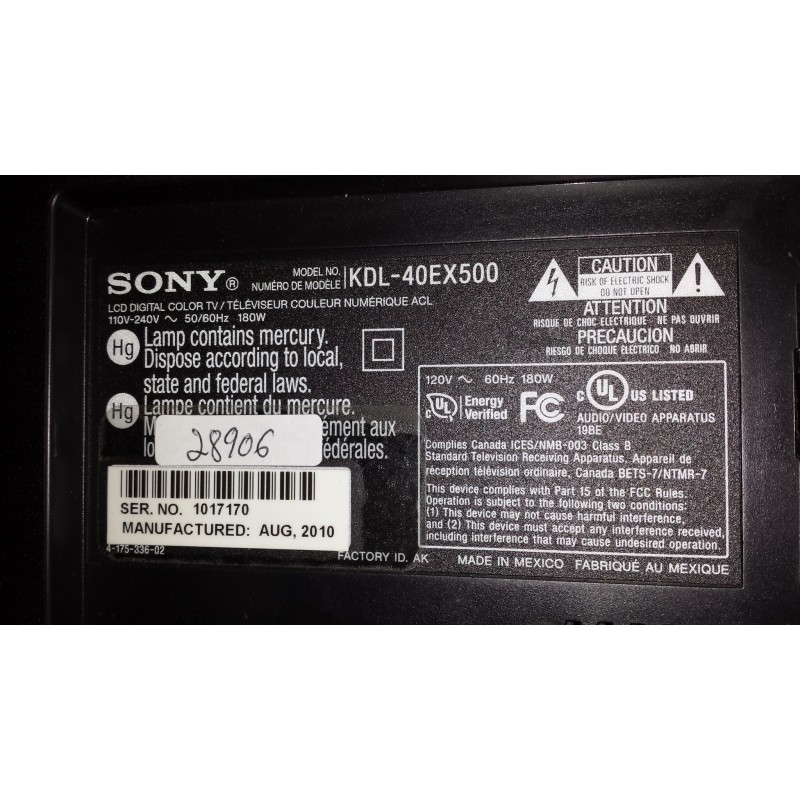 SONY Carte T-CON TDP_V0.4 / KDL-40EX500 - ALFA ELECTRONIQUE